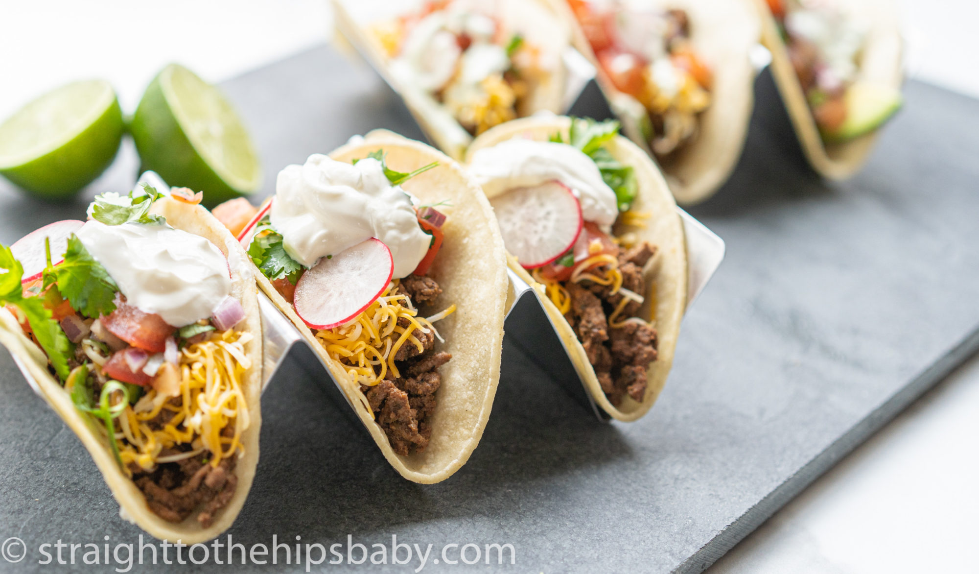 Zesty Beef Tacos & Cilantro Lime Crema - Straight to the Hips, Baby
