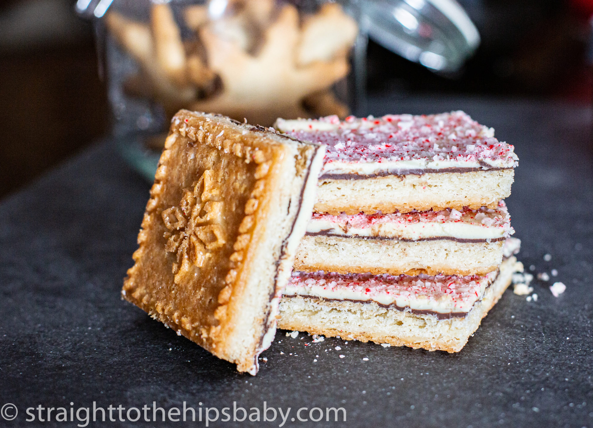 Chocolate Peppermint Bark Shortbread - Straight to the Hips, Baby